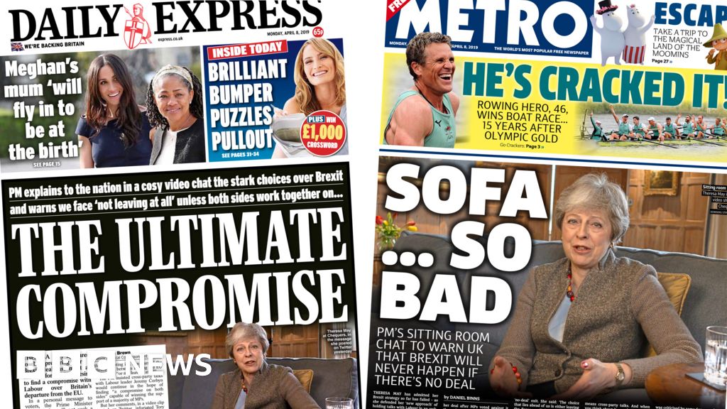 Newspaper headlines: May's 'cosy' Brexit message