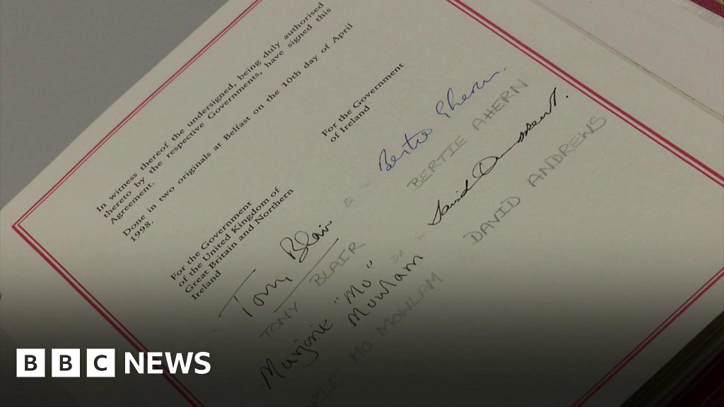 Good Friday Agreement: Signed document on display in Belfast - BBC News
