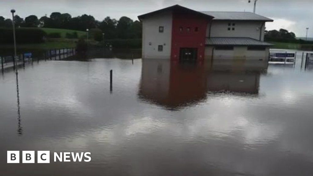 Beragh GAA pavilion under water after flooding - BBC News