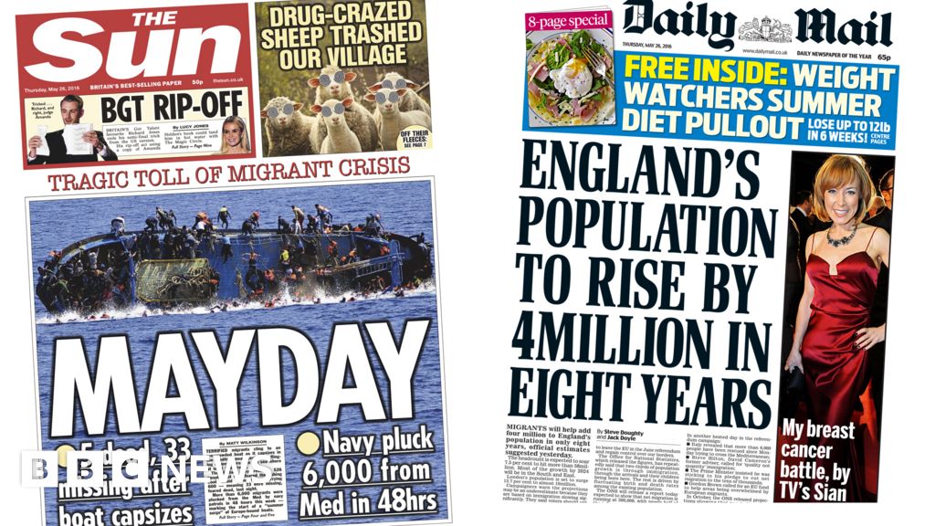 Newspaper headlines: Migrant boat capsize, England population ...