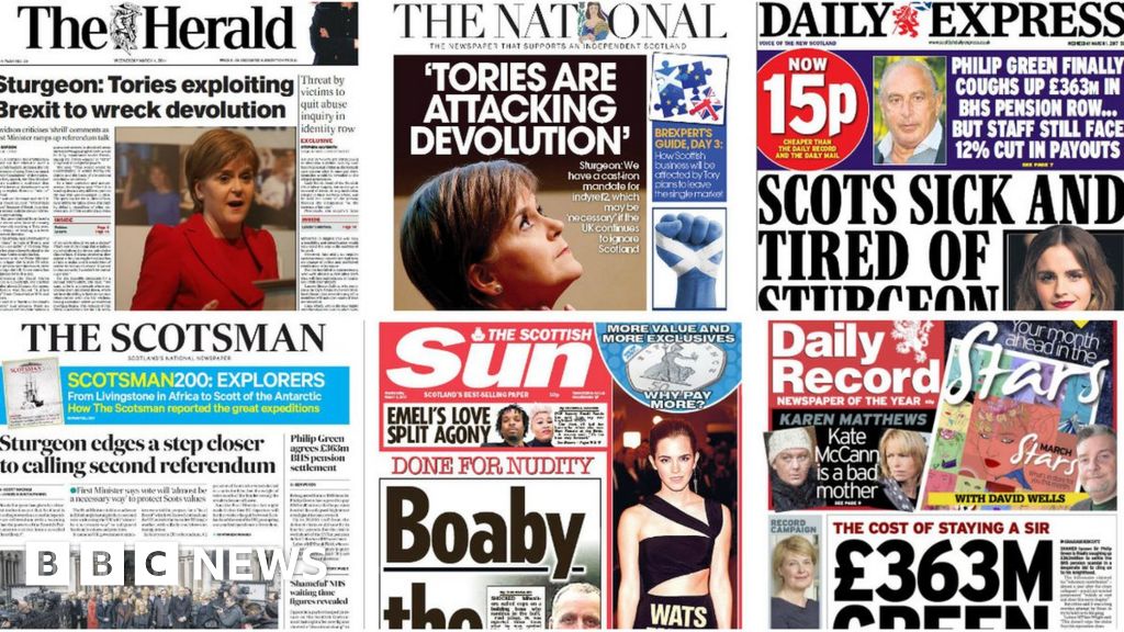 Scotland's papers: Devolution 'attack' and Green pays up - BBC News