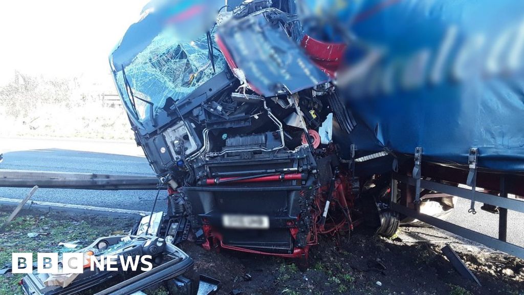 Lorry goes through central reservation in Staffordshire M6 crash
