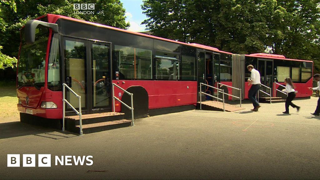 School converts bendy bus donated by Ed Sheeran into music studio - BBC ...