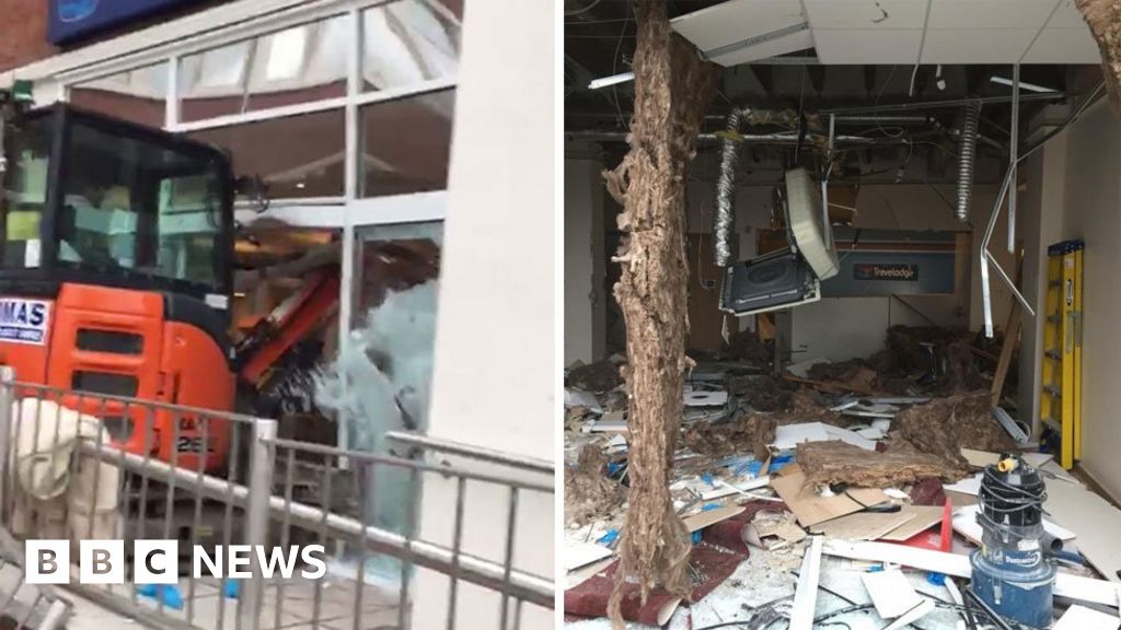 Travelodge digger crash: Man charged over hotel damage - BBC News