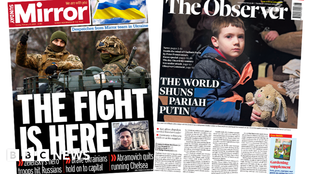 Newspaper headlines: Ukrainians fight as 'world shuns pariah Putin ...