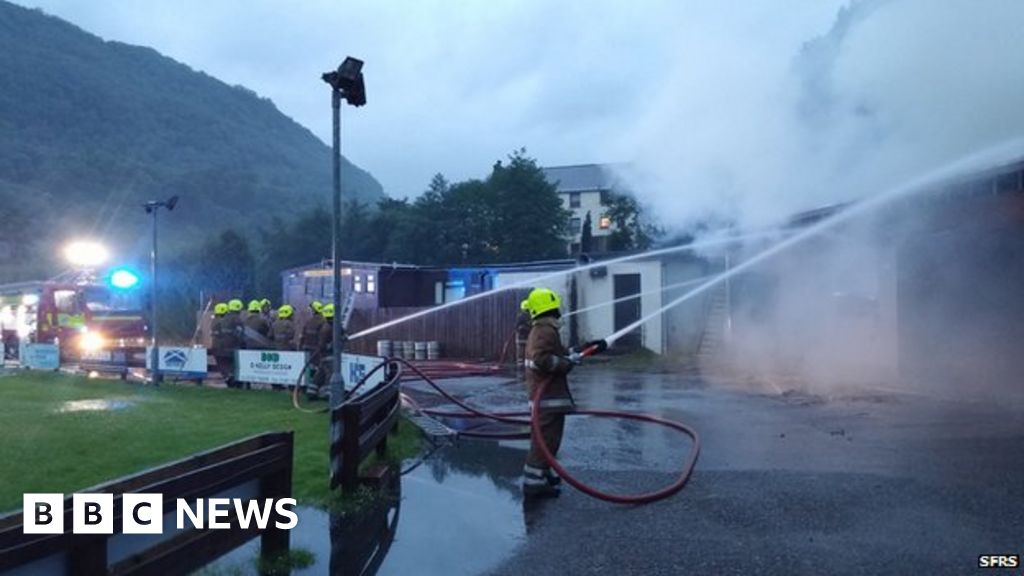 Crews tackle blaze at Fort William FC's Claggan Park - BBC News