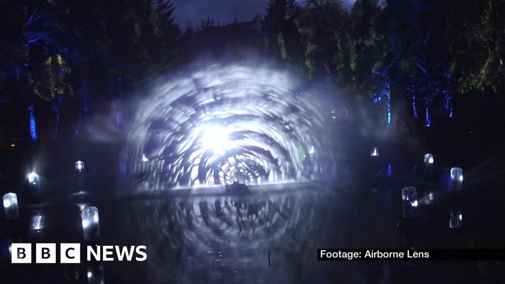 Light show illuminates Perthshire's Enchanted Forest - BBC News