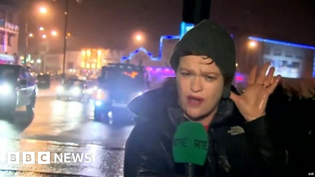 Storm Desmond: Teresa Mannion's RTÉ report goes viral - BBC News