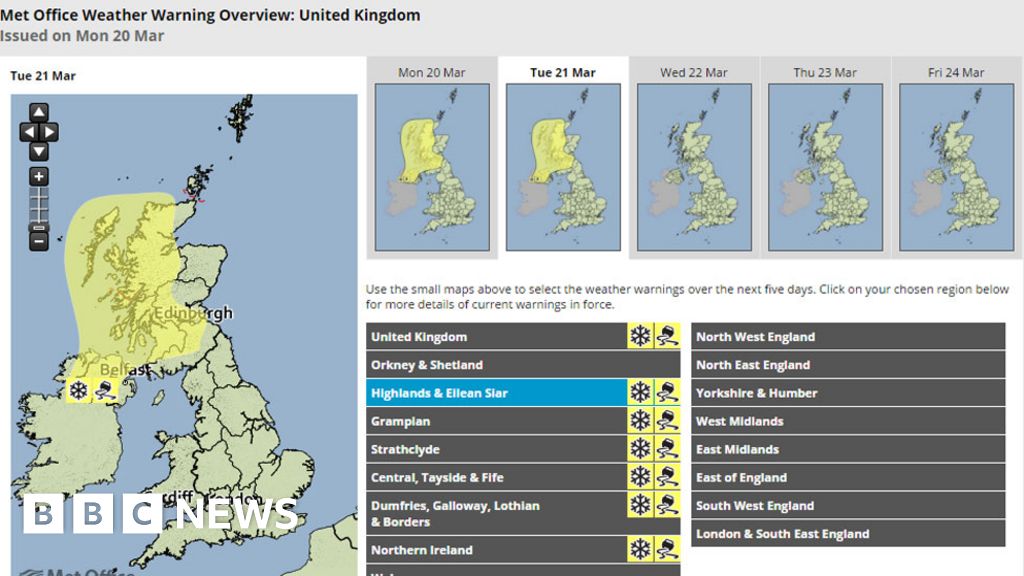 Met Office warning of snow and ice for parts of Scotland - BBC News