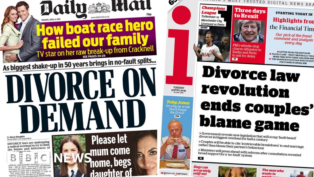 Newspaper headlines: Divorce shake-up and PM 'told she is problem'