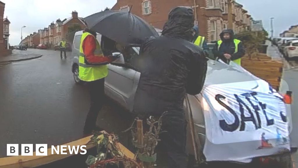 Exeter: Van filmed being driven through traffic protest