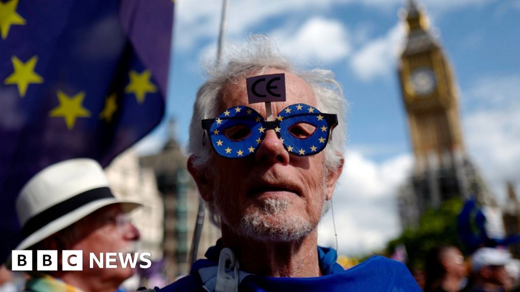 Anti-Brexit marchers rally in Parliament Square