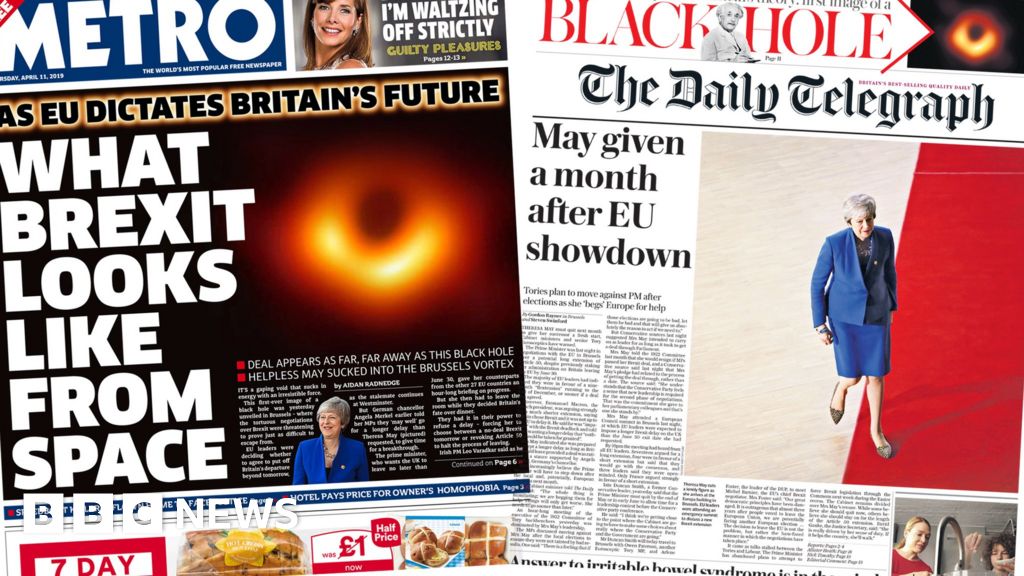 Newspaper headlines: Black hole, Brexit summit and May's future - BBC News