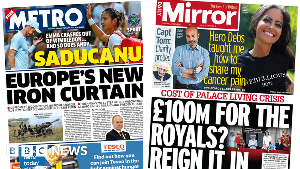 Newspaper headlines: 'Europe's new Iron Curtain' and '100m for the ...