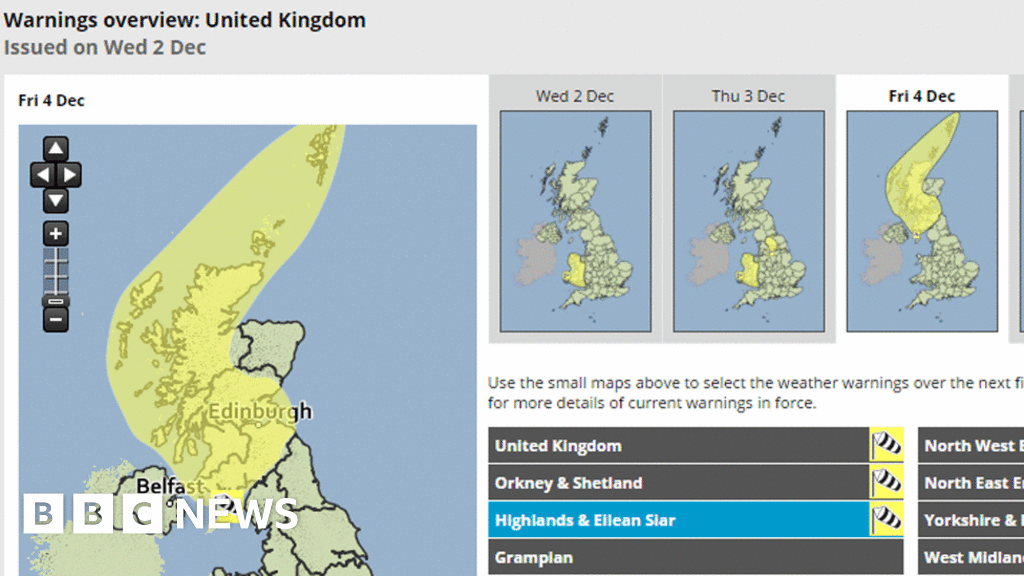 Warning of high winds and heavy rain for Scotland - BBC News