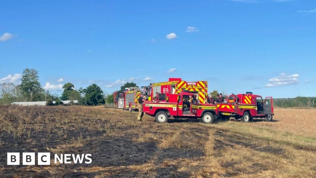 Out of control bonfire in Idsworth damages grassland - BBC News