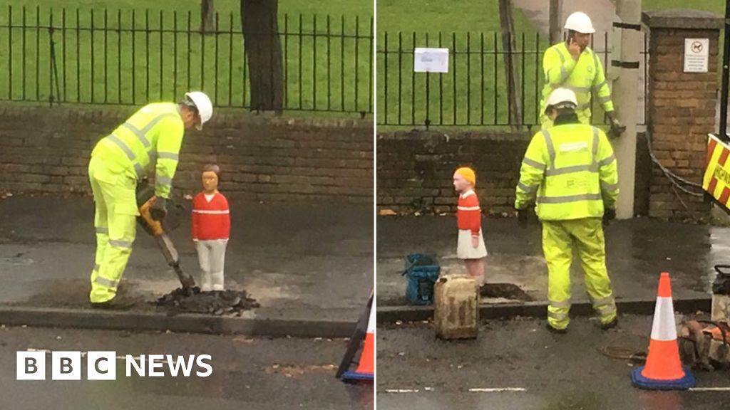 'Creepy' child bollards moved in Buckinghamshire - BBC News