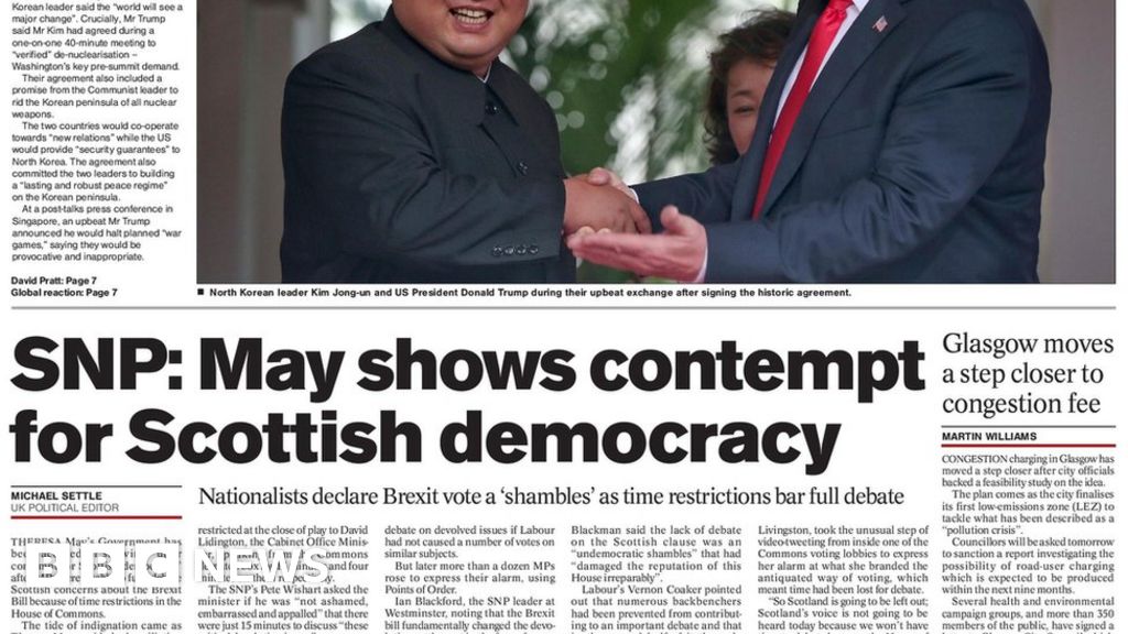 The papers: PM's 'contempt' for Scottish democracy - BBC News