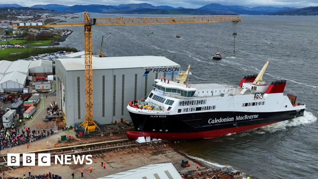 CalMac ferry MV Glen Rosa launches on the River Clyde - BBC News