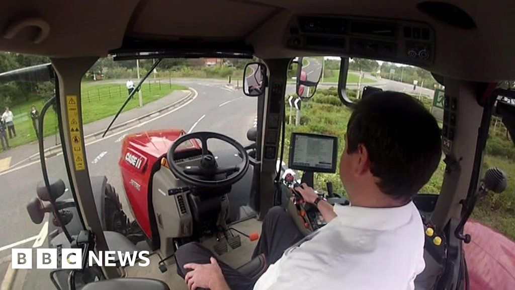 Test driving a driverless tractor in Southampton - BBC News
