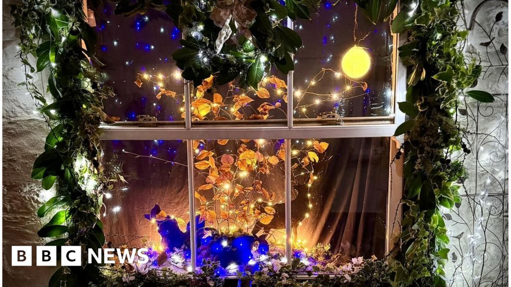'Living window' advent calendar lights up Calstock - BBC News