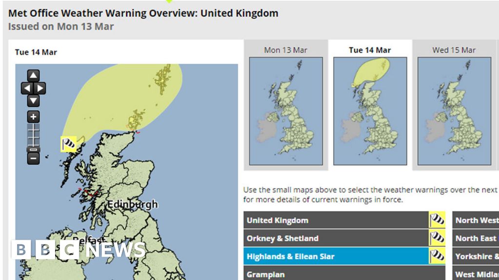 Winds warning for Northern and Western isles and Highlands - BBC News