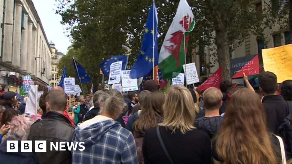 Brexit: Protests in Cardiff over Parliament shutdown - BBC News