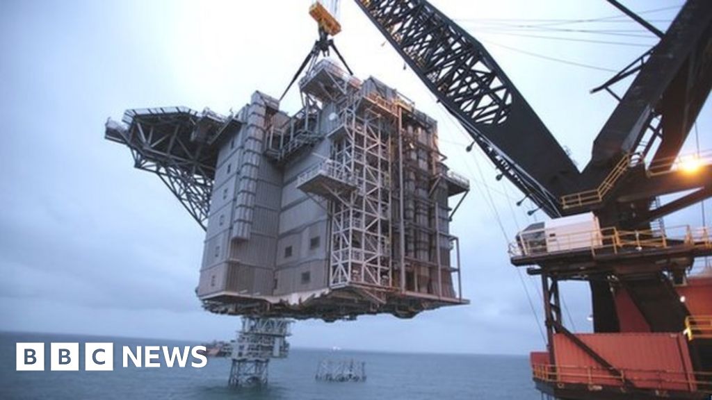 Giant platform sections installed at Clair oil field - BBC News