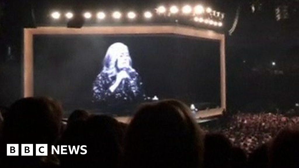 Emotional Adele dedicates show to Orlando - BBC News
