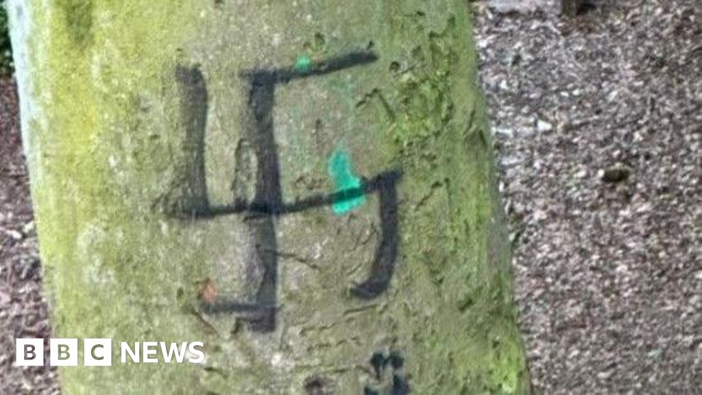 Police to investigate 'offensive' graffiti at Clennon Lakes - BBC News