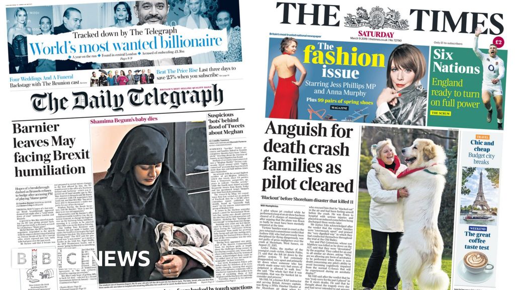 Newspaper headlines: Brexit breakthrough hopes 'dashed' - BBC News