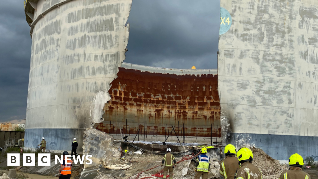 Crews attended fire at base of former Essex oil tank