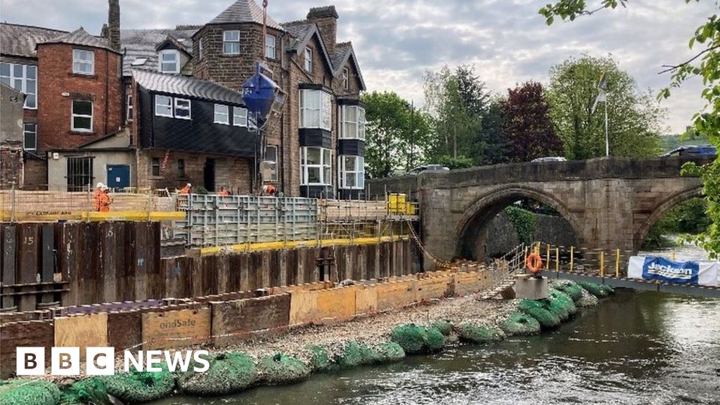 Matlock's collapsed riverside flood defence wall replaced - BBC News