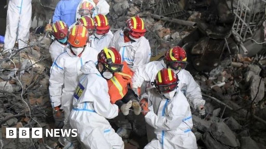 China building collapse: Woman rescued from rubble after six days - BBC ...