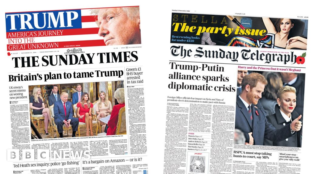 Newspaper review: Donald Trump, military charity and police cuts - BBC News