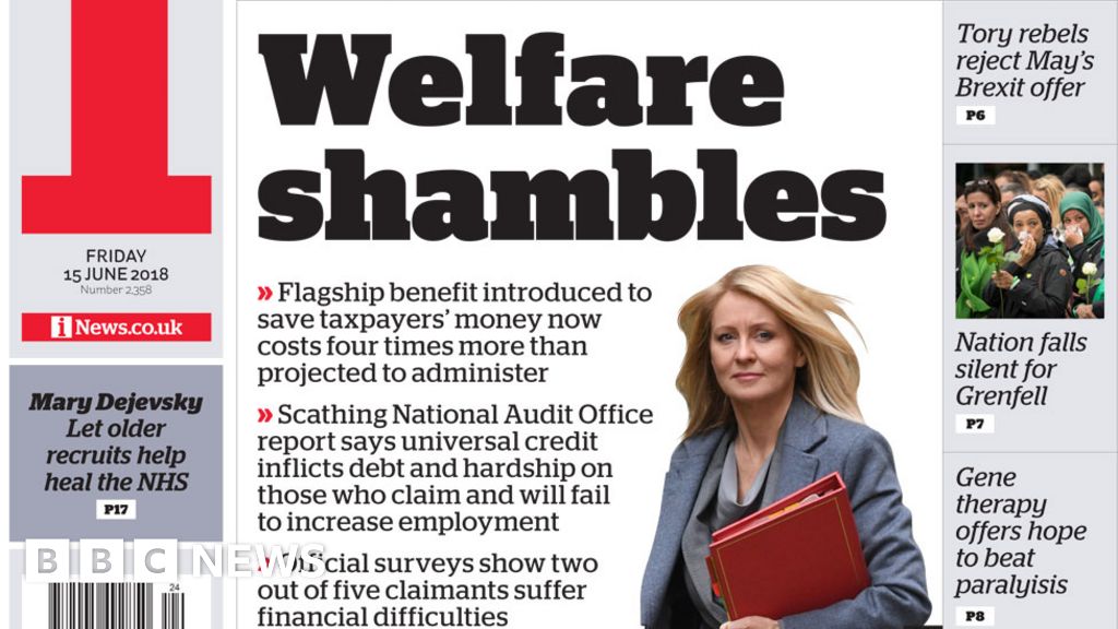 Newspaper headlines: 'Welfare shambles' and '£4bn more for NHS' - BBC News
