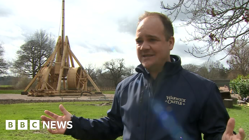 New trebuchet attraction installed at Warwick Castle - BBC News