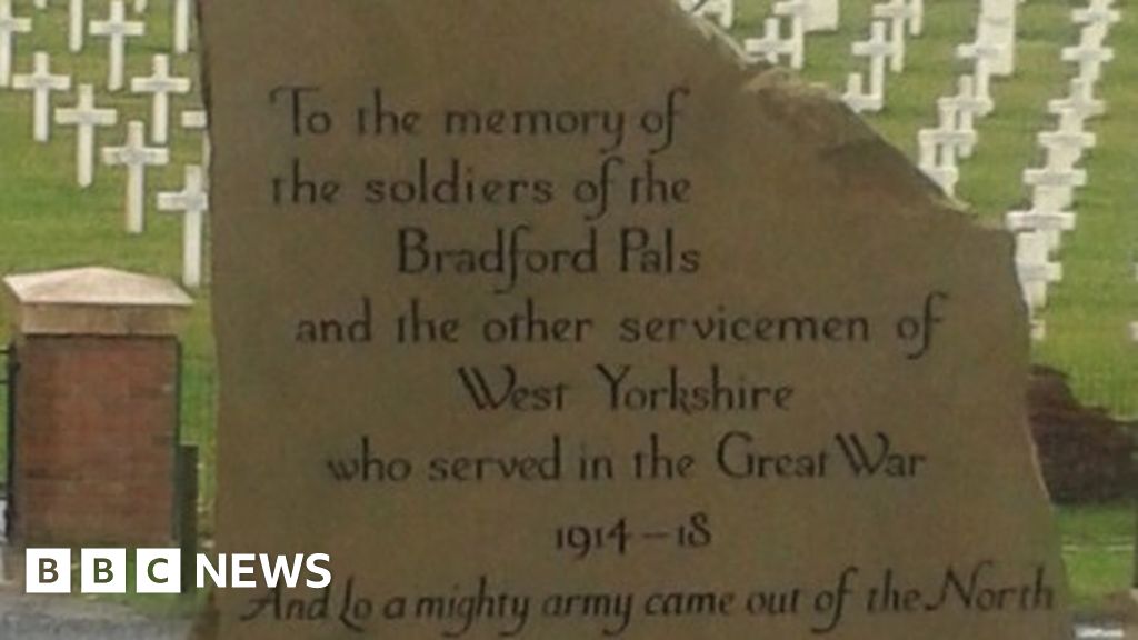 WW1 memorial stone for Bradford Pals unit unveiled in France - BBC News