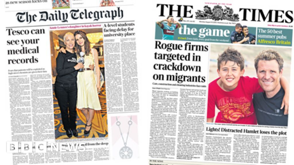 Newspaper headlines: Migrants crackdown, patients' records, actor's ...