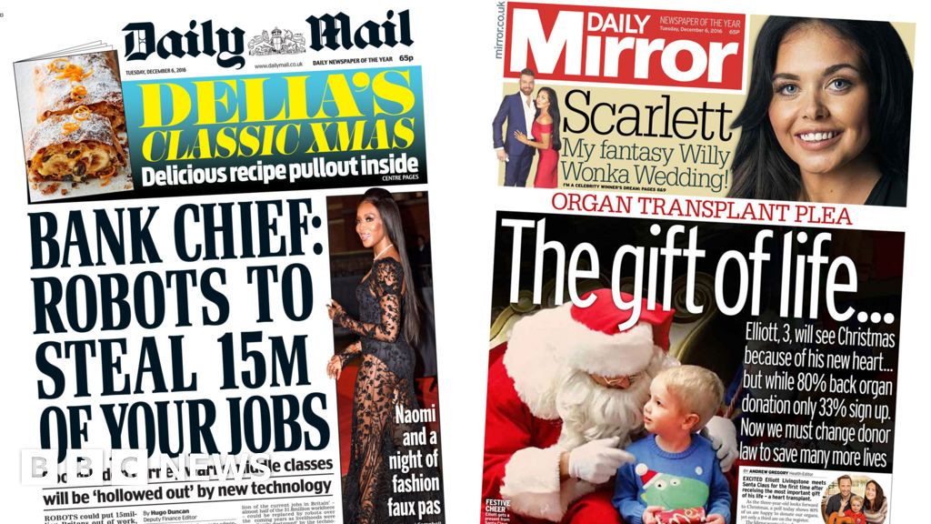 Newspaper review: Robots 'to steal 15m jobs' and Brexit case - BBC News
