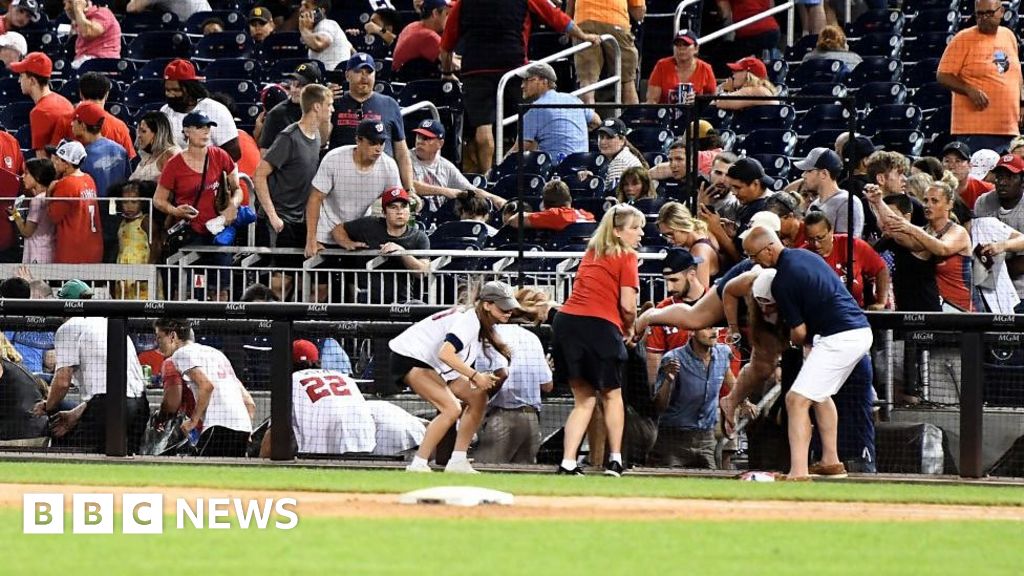 Panic after gunfire is heard in baseball stadium