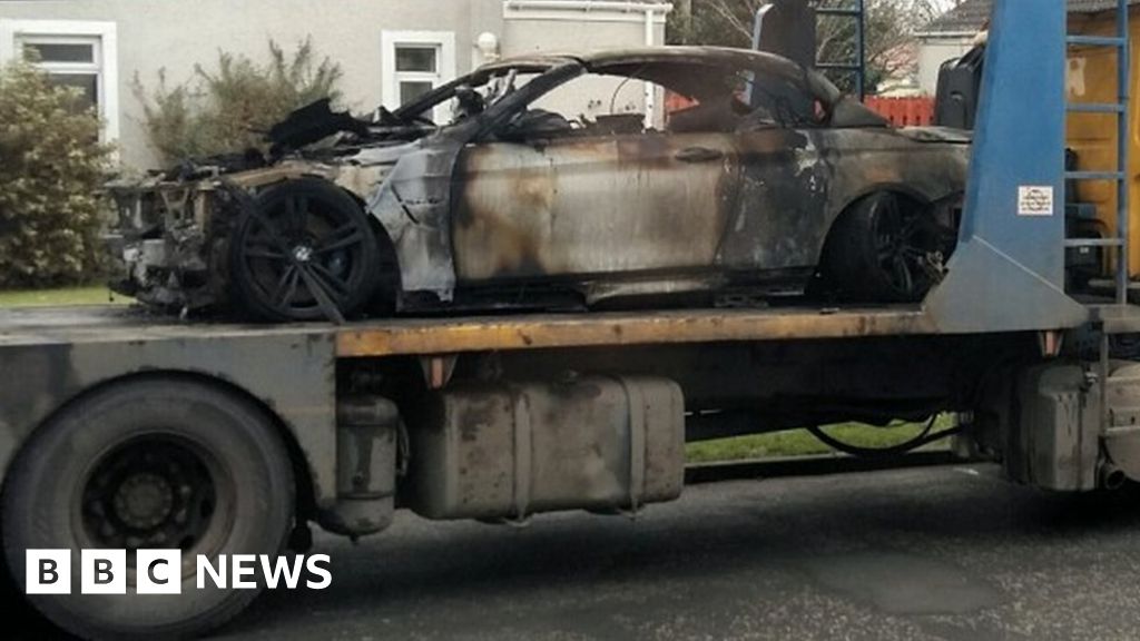 Men sought after £50,000 BMW car deliberately set on fire - BBC News