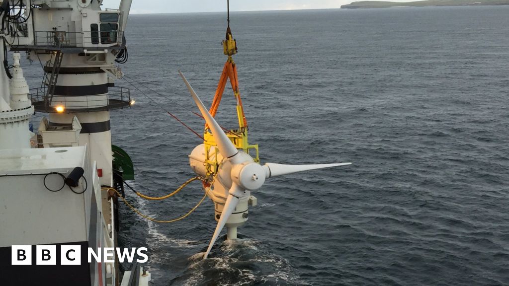 First electricity from tidal power scheme in Scotland - BBC News