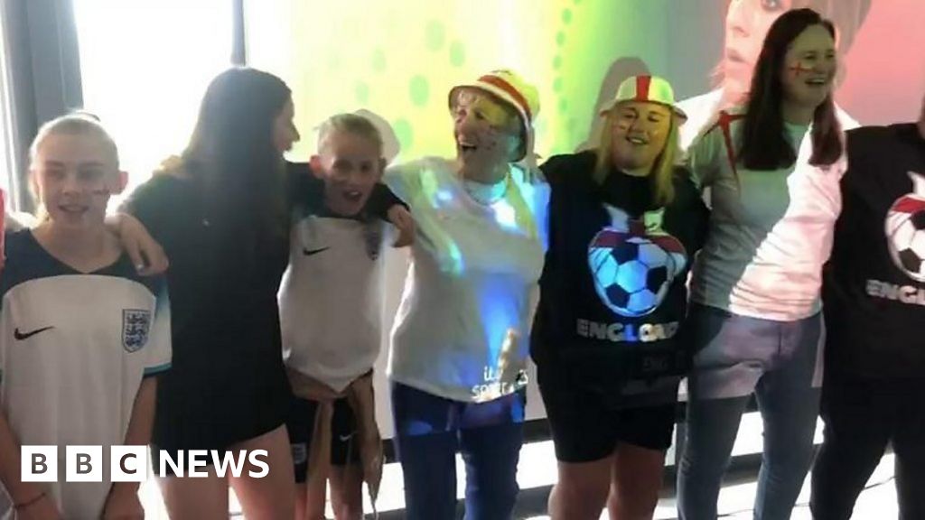 England player's grandma leads post-match song and dance - BBC News