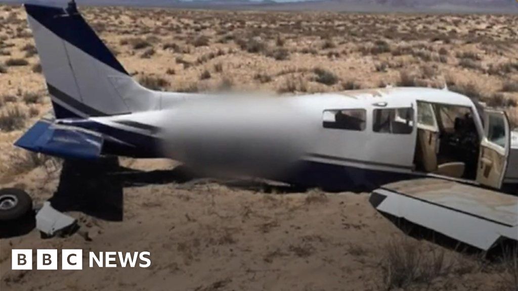 Plane crash lands in California's Mojave desert