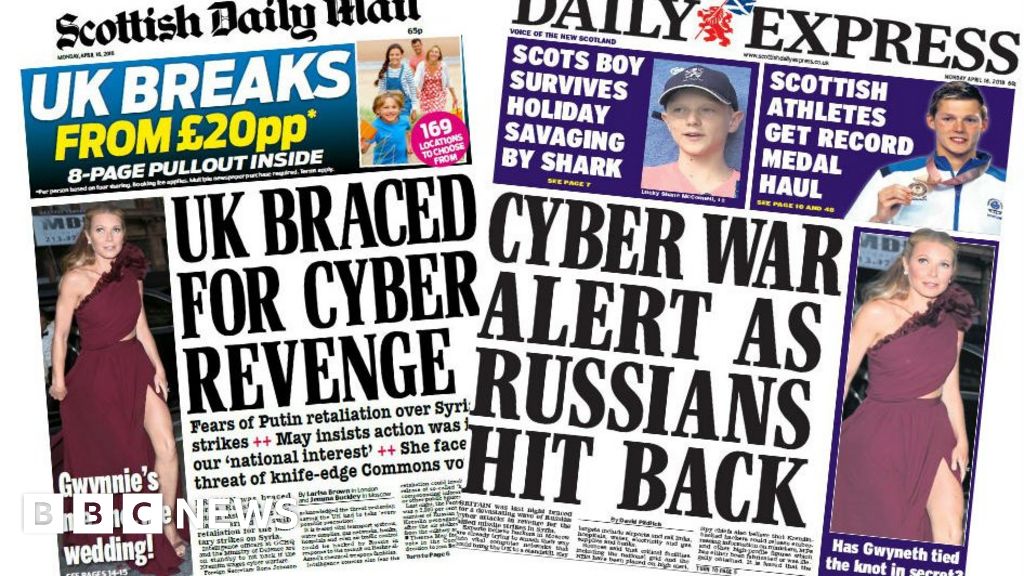 The papers: Russian 'cyber warfare' fear