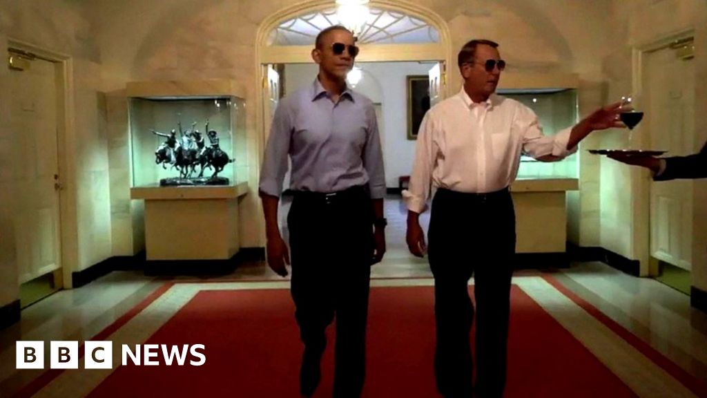 Barack Obama stars in spoof retirement video - BBC News