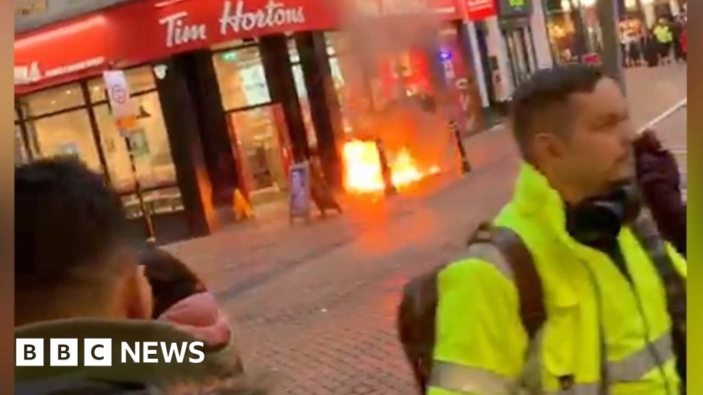 Underground flames reach above New Street in Birmingham - BBC News