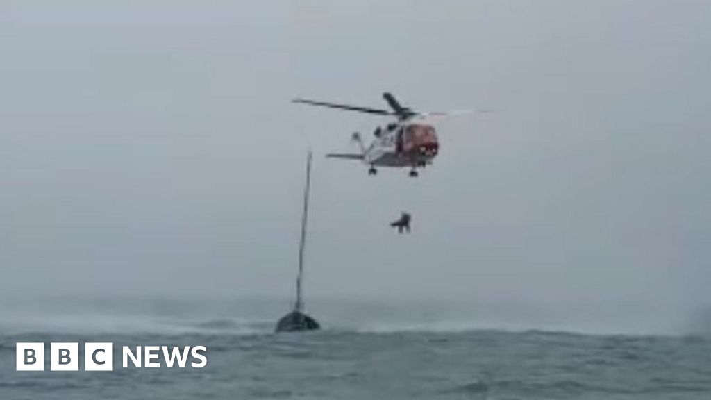 Yacht crew rescued by helicopter on Fishguard to Aberystwyth trip - BBC ...