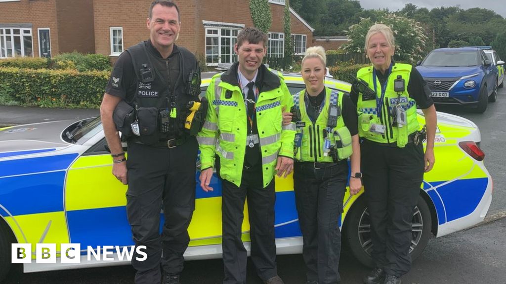 Catterick cops pay 'special treat' visit to crimefighting fan Lance - BBC News